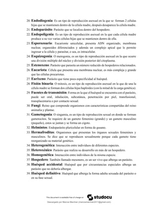 glosario-parasitologia básico sirve como una introducción al tema | PDF