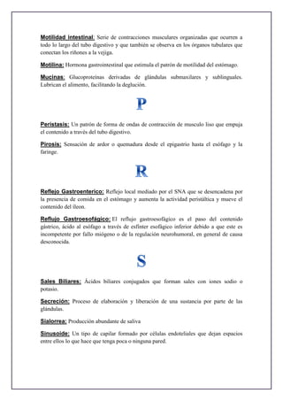 Glosario del Aparato Digestivo | PDF