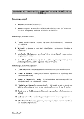 Glosario de terminologia sobre calidad | PDF