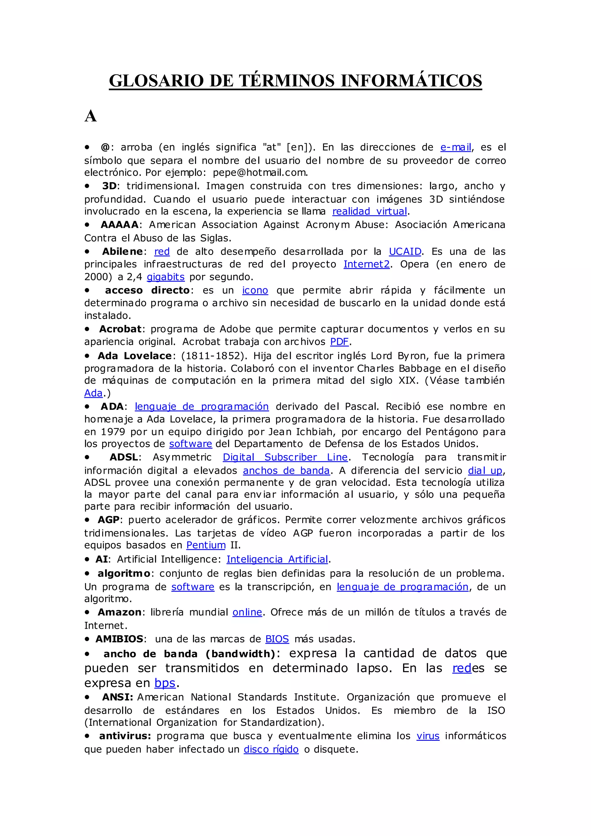 Glosario de términos informáticos | DOCX
