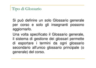 Moodle: uso del Glossario | PDF