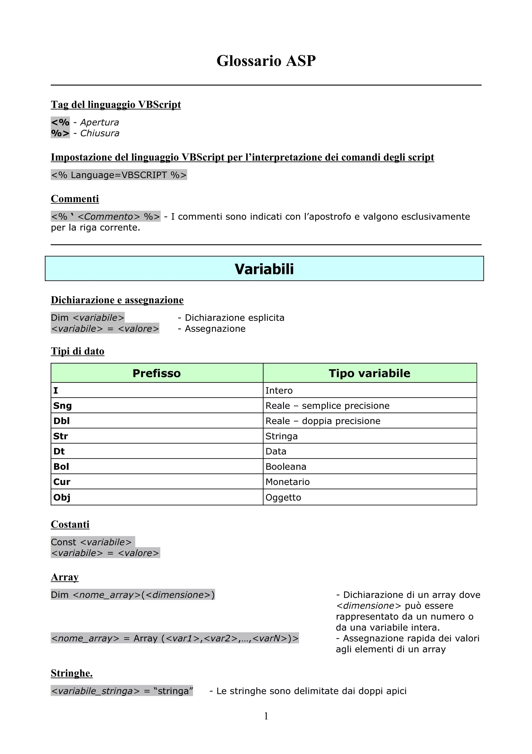 Glossario asp,sql | PDF