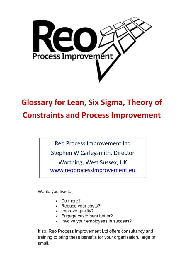 Lean Six Sigma ToC Glossary | PDF
