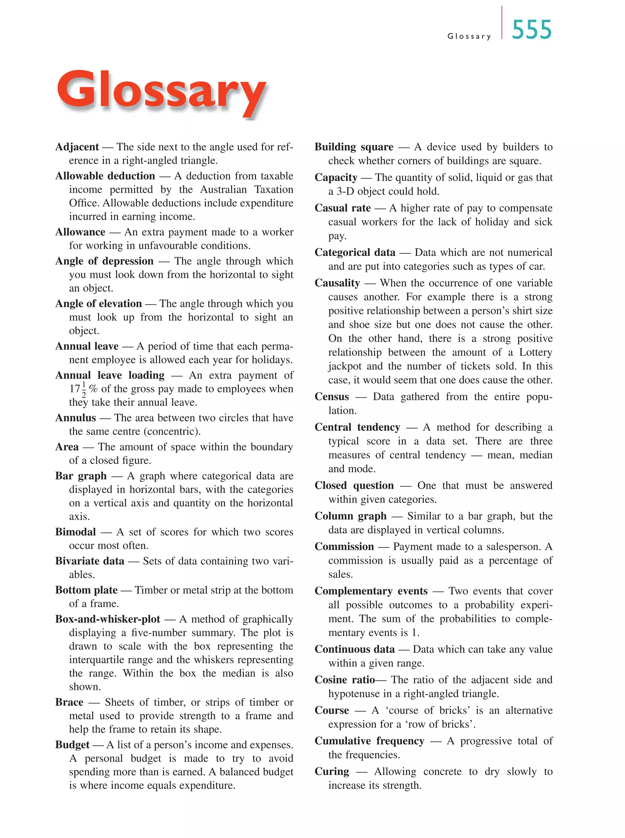 Maths A - Glossary | PDF