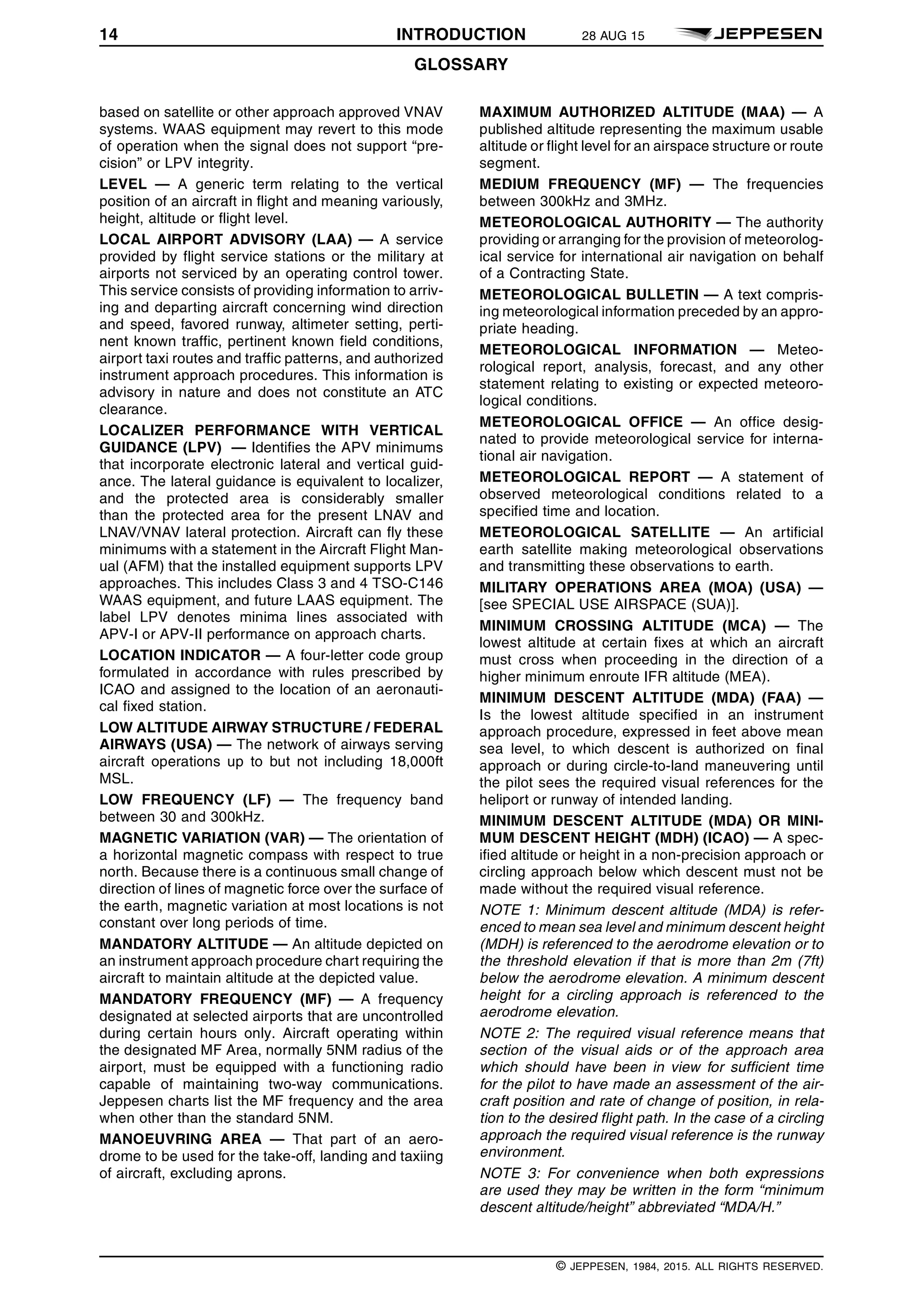Jeppesen Glossary legends 2016 | PDF