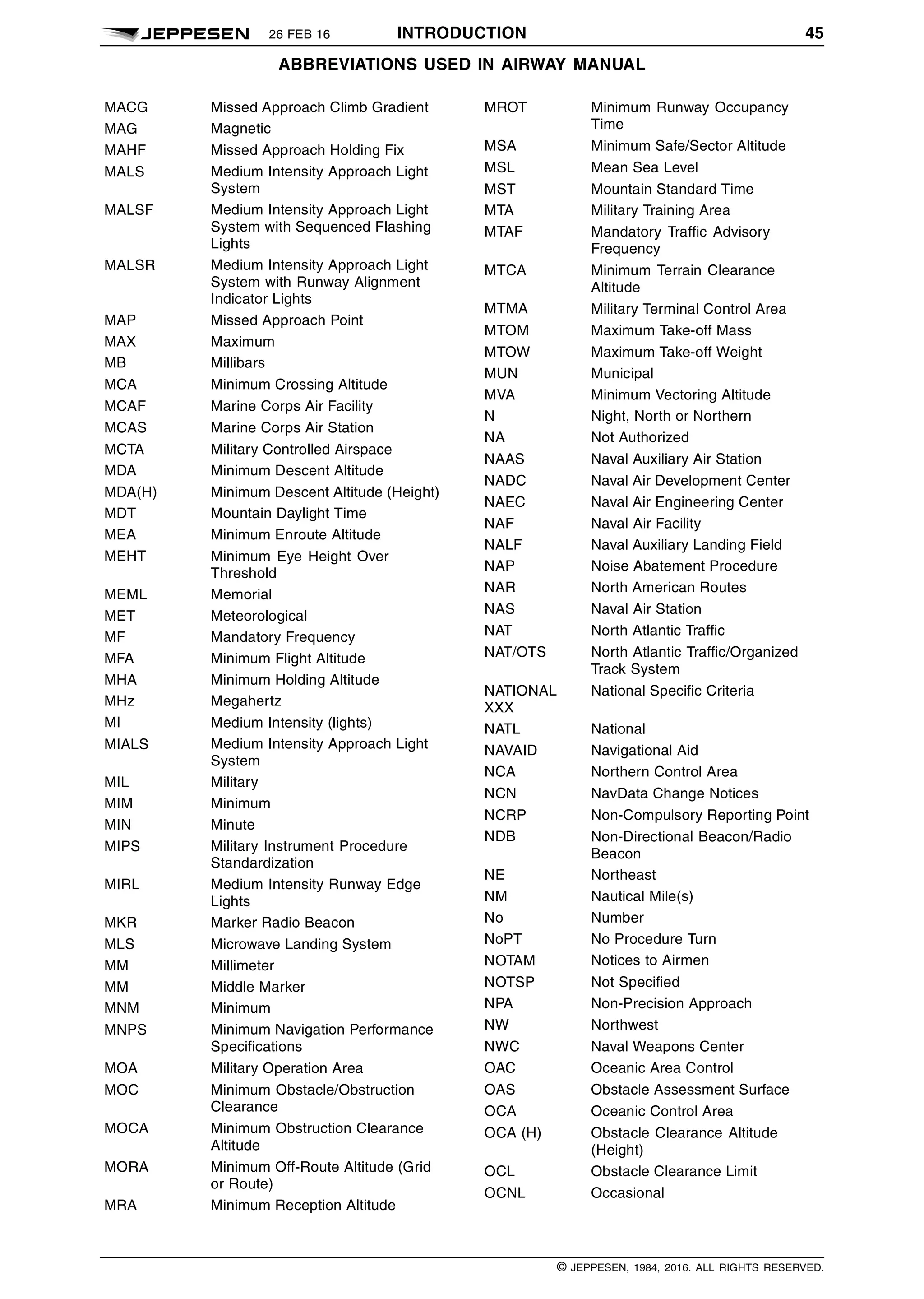 Jeppesen Glossary legends 2016 | PDF