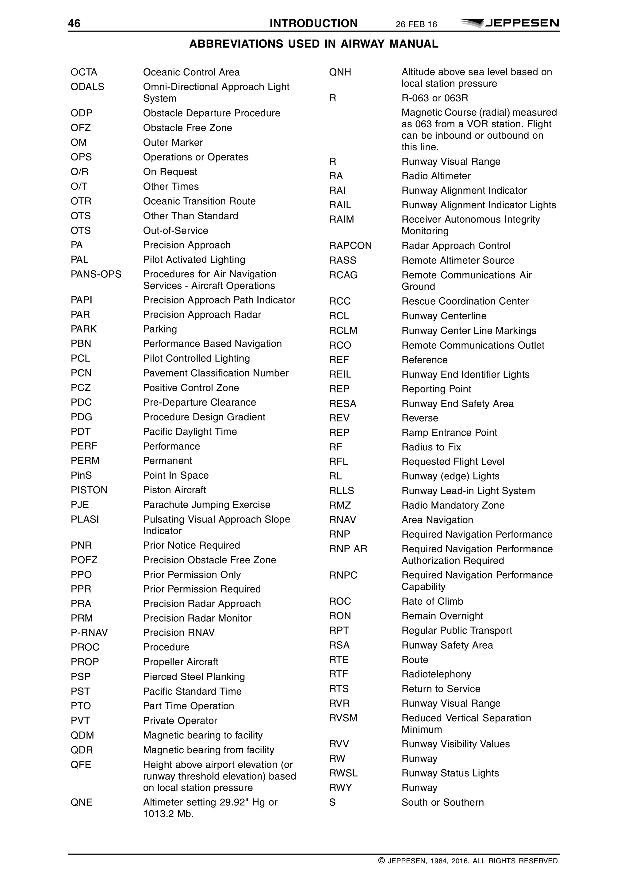 Jeppesen Glossary legends 2016 | PDF
