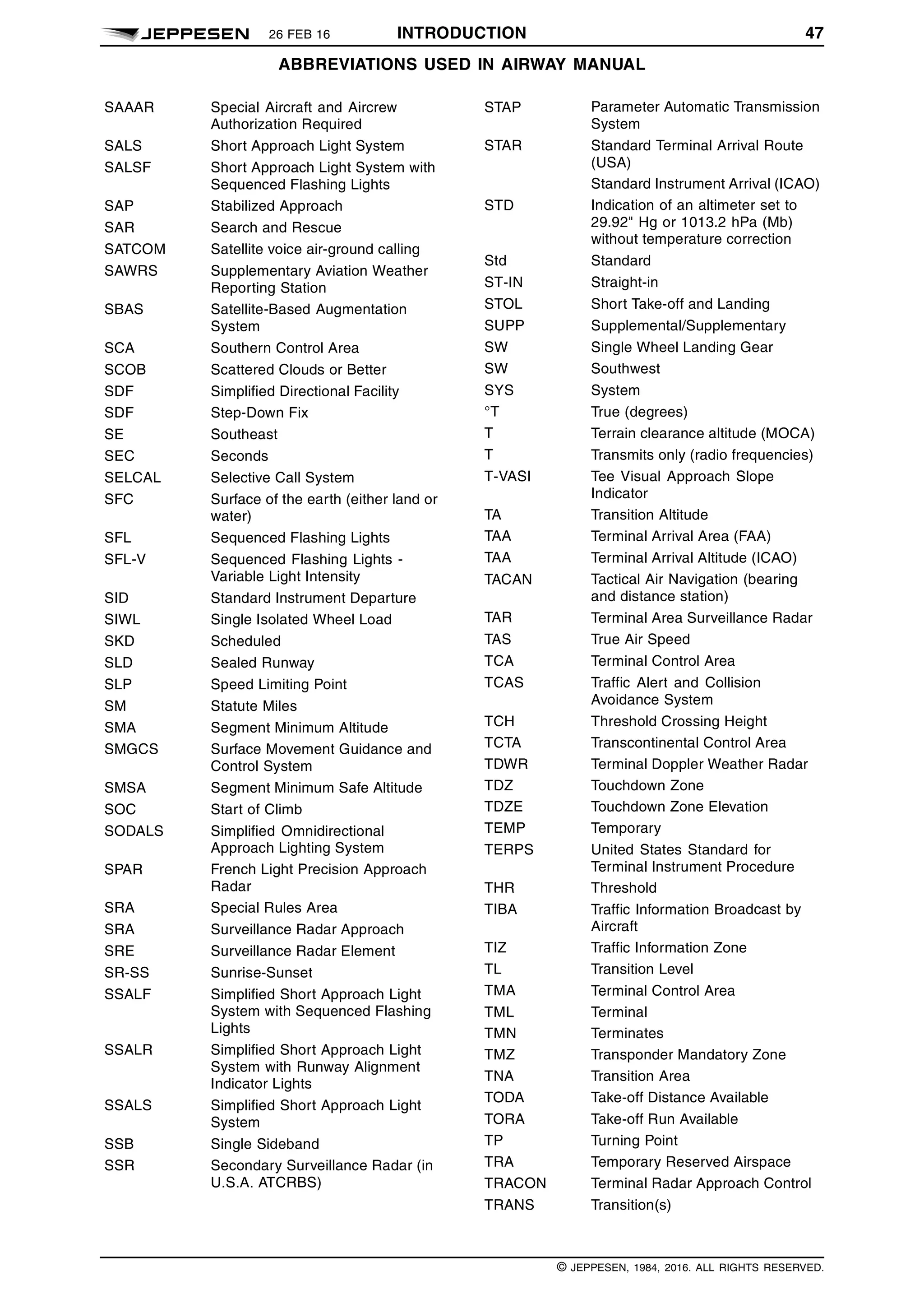 Jeppesen Glossary legends 2016 | PDF