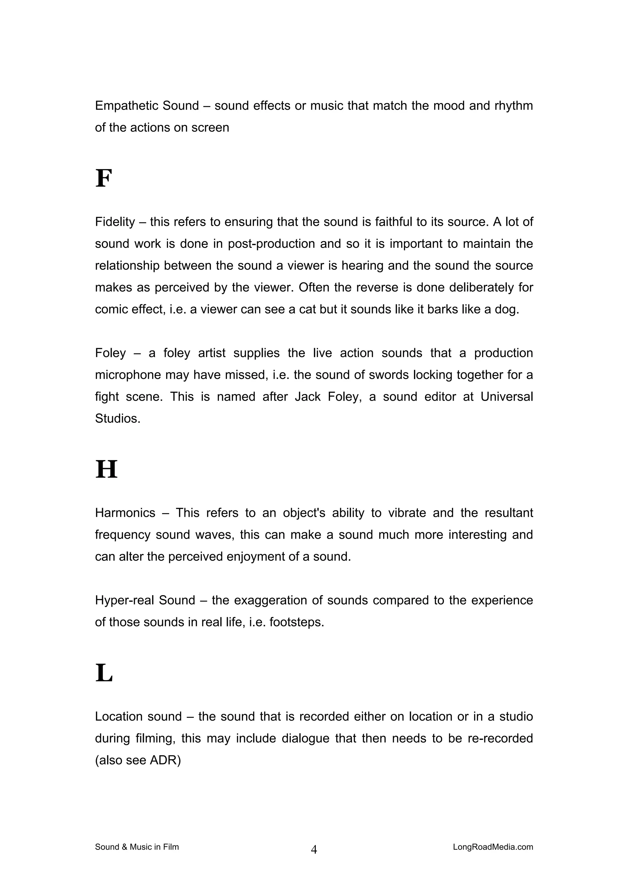 Glossary Sound And Music In Film | PDF