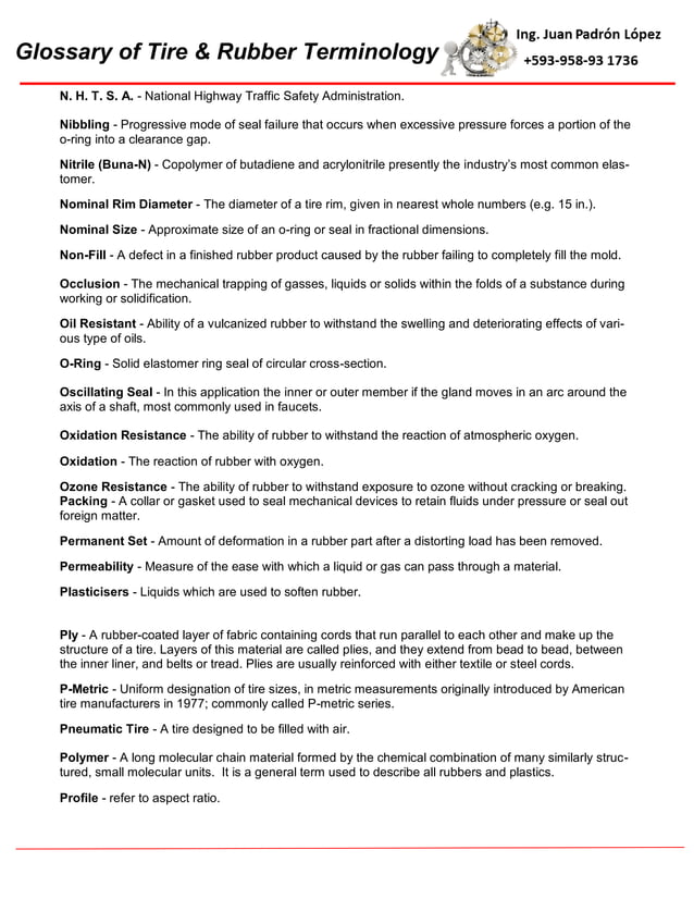 Glossary tire-rubber-terminology | PDF