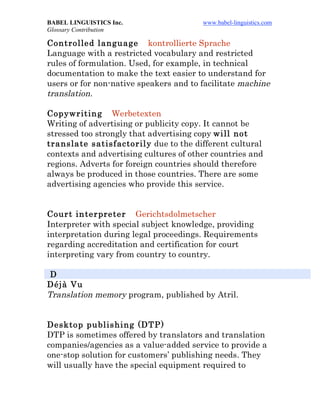 Glossary Translation | PDF