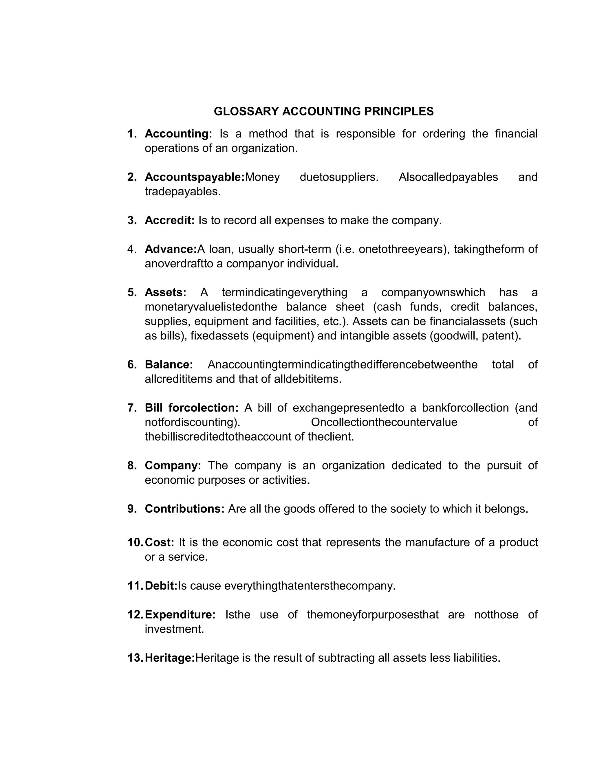 Glossary accounting principles | DOCX | Business Accounting & Finance ...