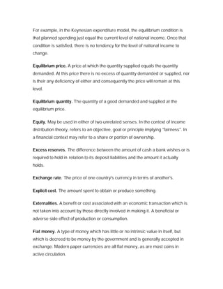 Glossary Basic Economics | PDF