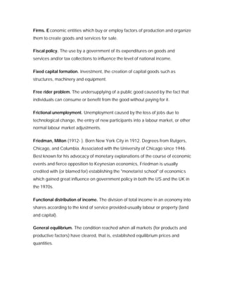 Glossary Basic Economics | PDF