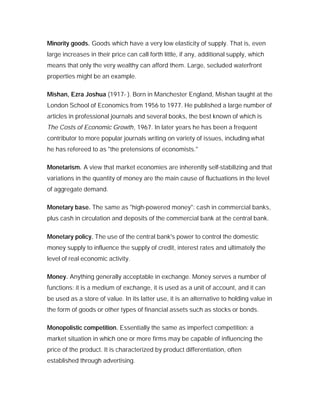 Glossary Basic Economics | PDF