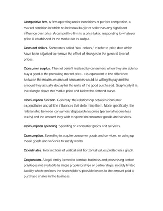 Glossary Basic Economics | PDF