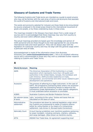Glossary customs trade_terms for harmonized system oci 2 | PDF