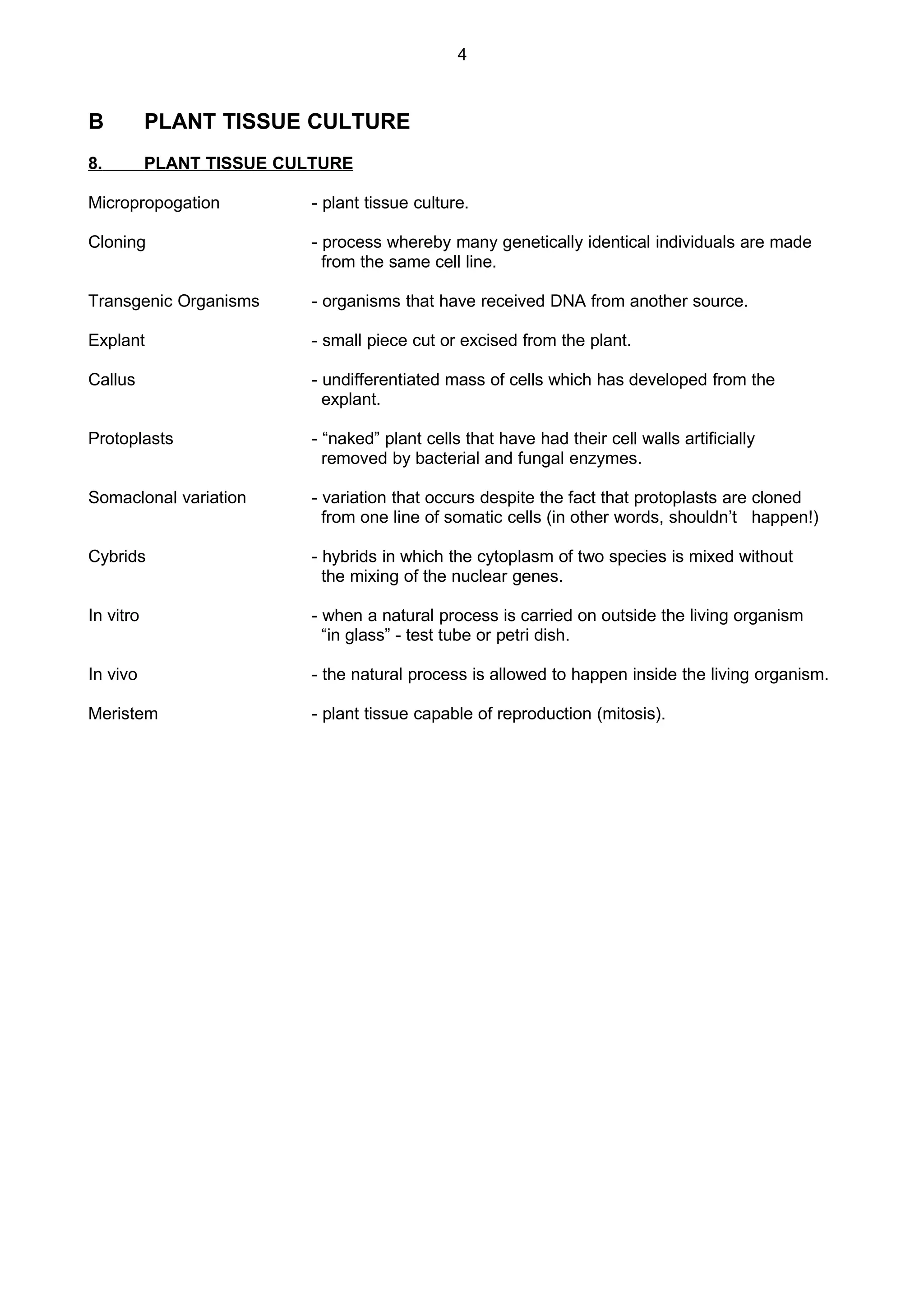 Glossary For Biotechnology | DOC