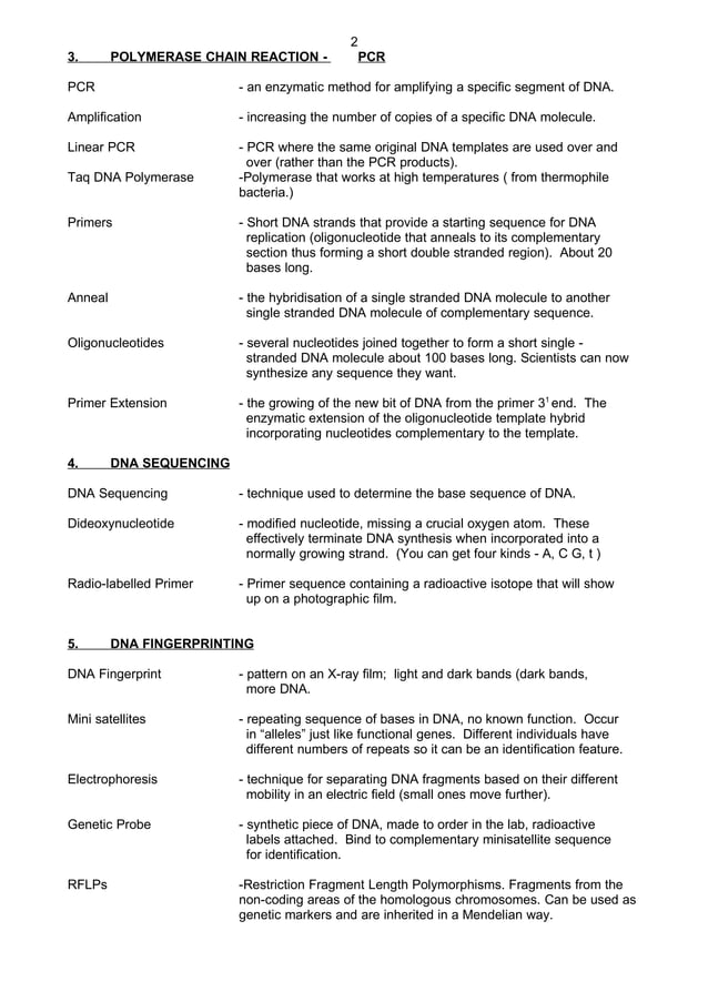 Glossary For Biotechnology | DOC | Biological Sciences | Science