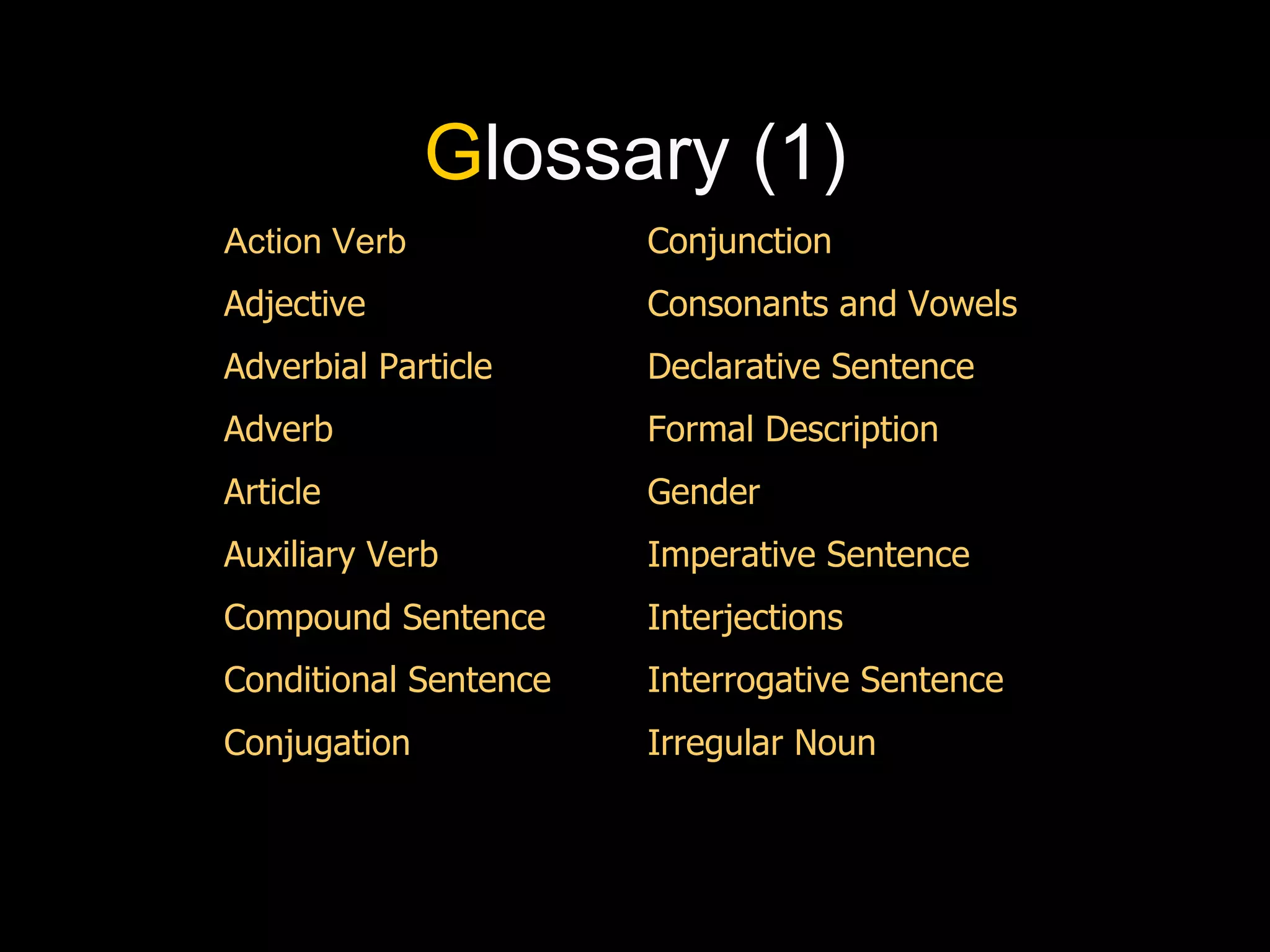 Glossary of Grammatical Terms | PPT