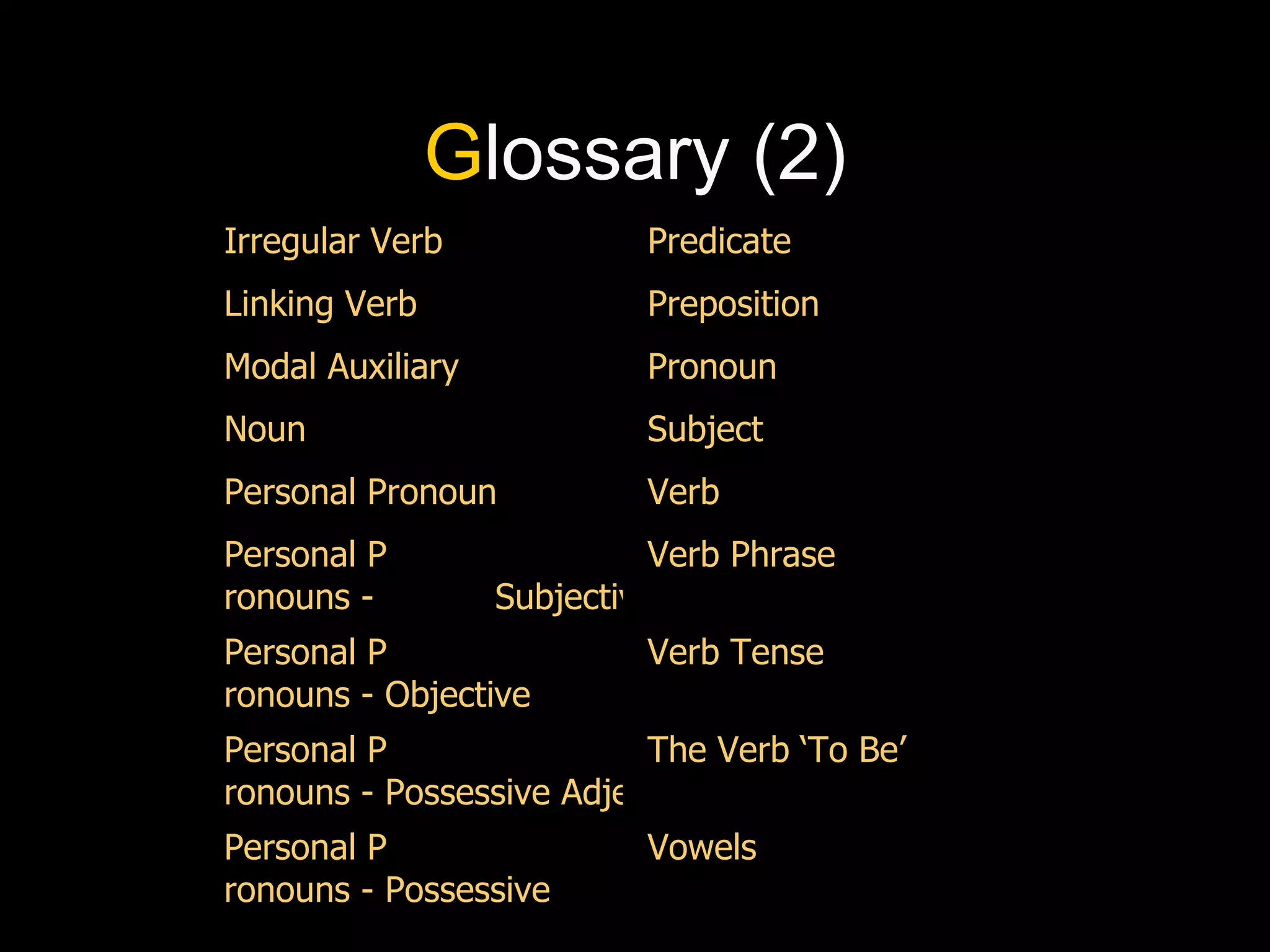 Glossary of Grammatical Terms | PPT