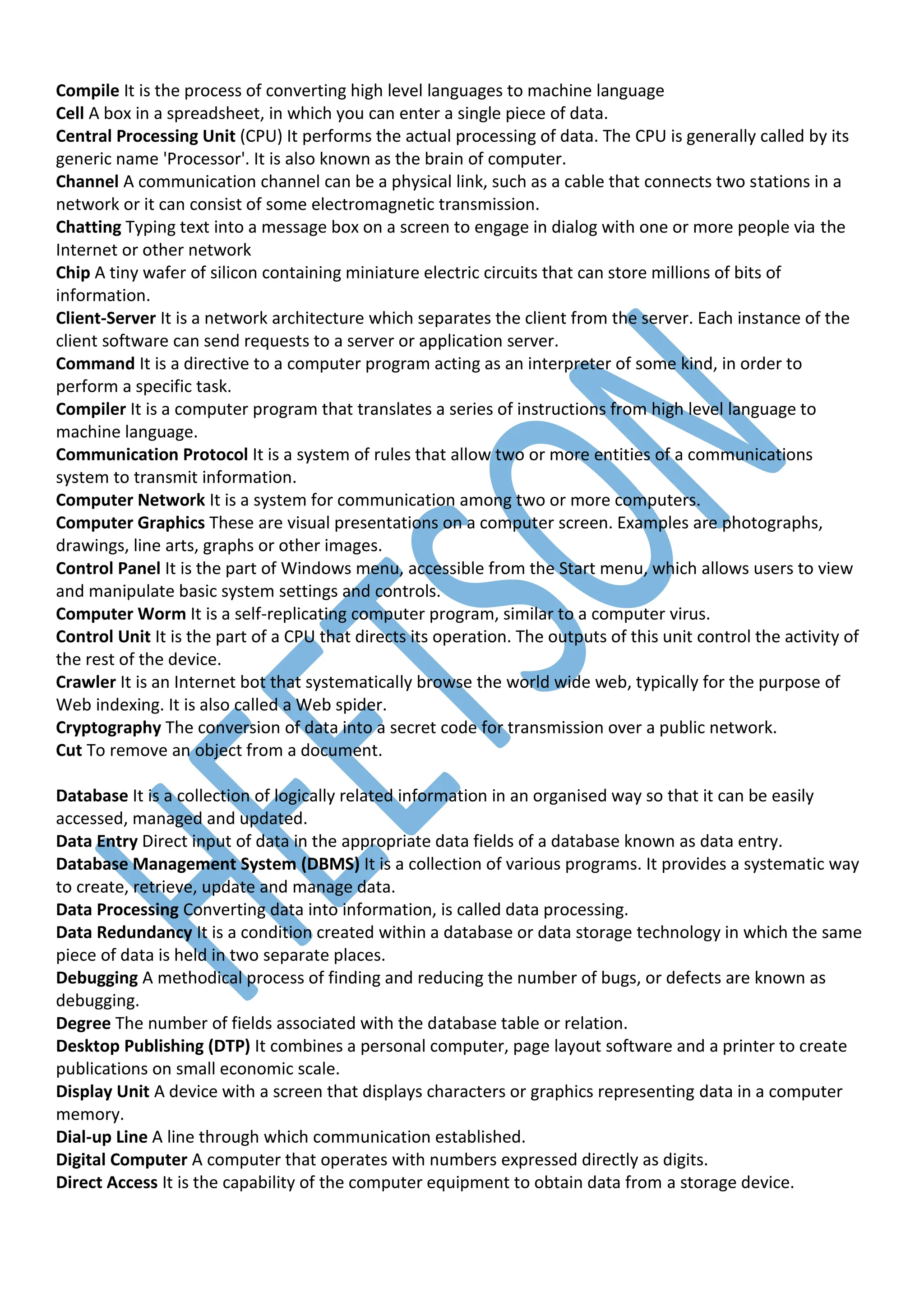 Computer Glossary A to Z Terminology, Vocabulary | PDF
