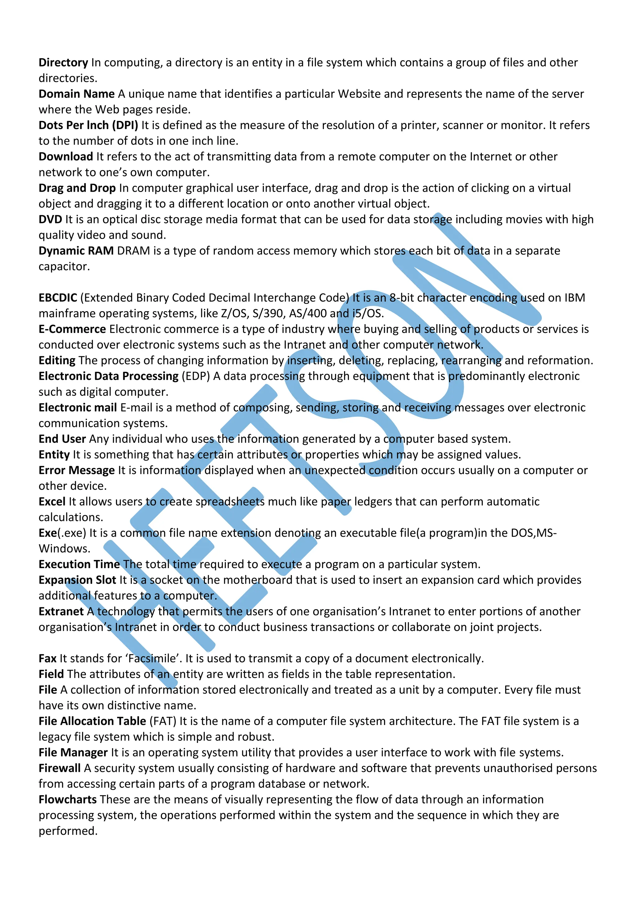 Computer Glossary A to Z Terminology, Vocabulary | PDF