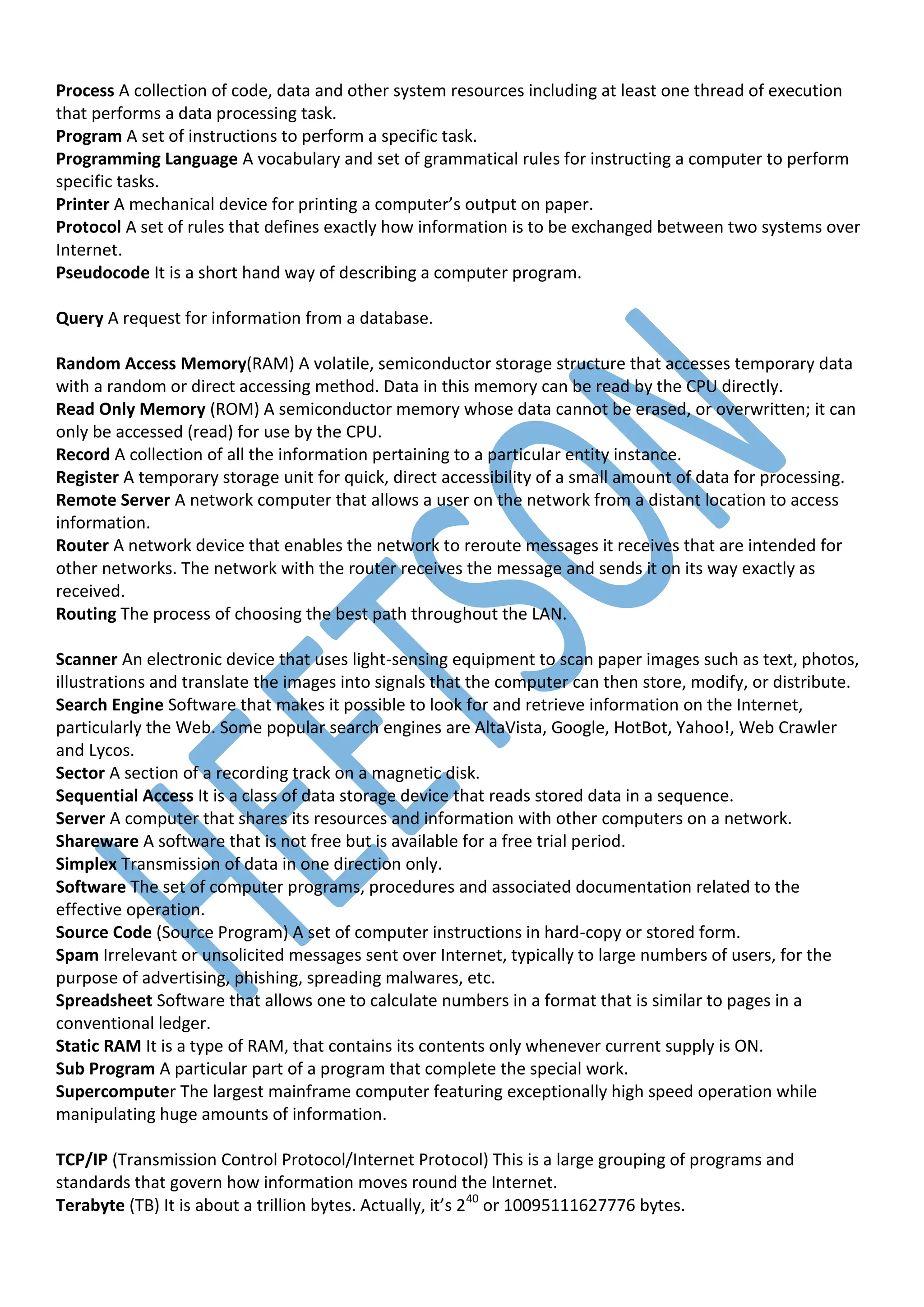 Computer Glossary A to Z Terminology, Vocabulary | PDF