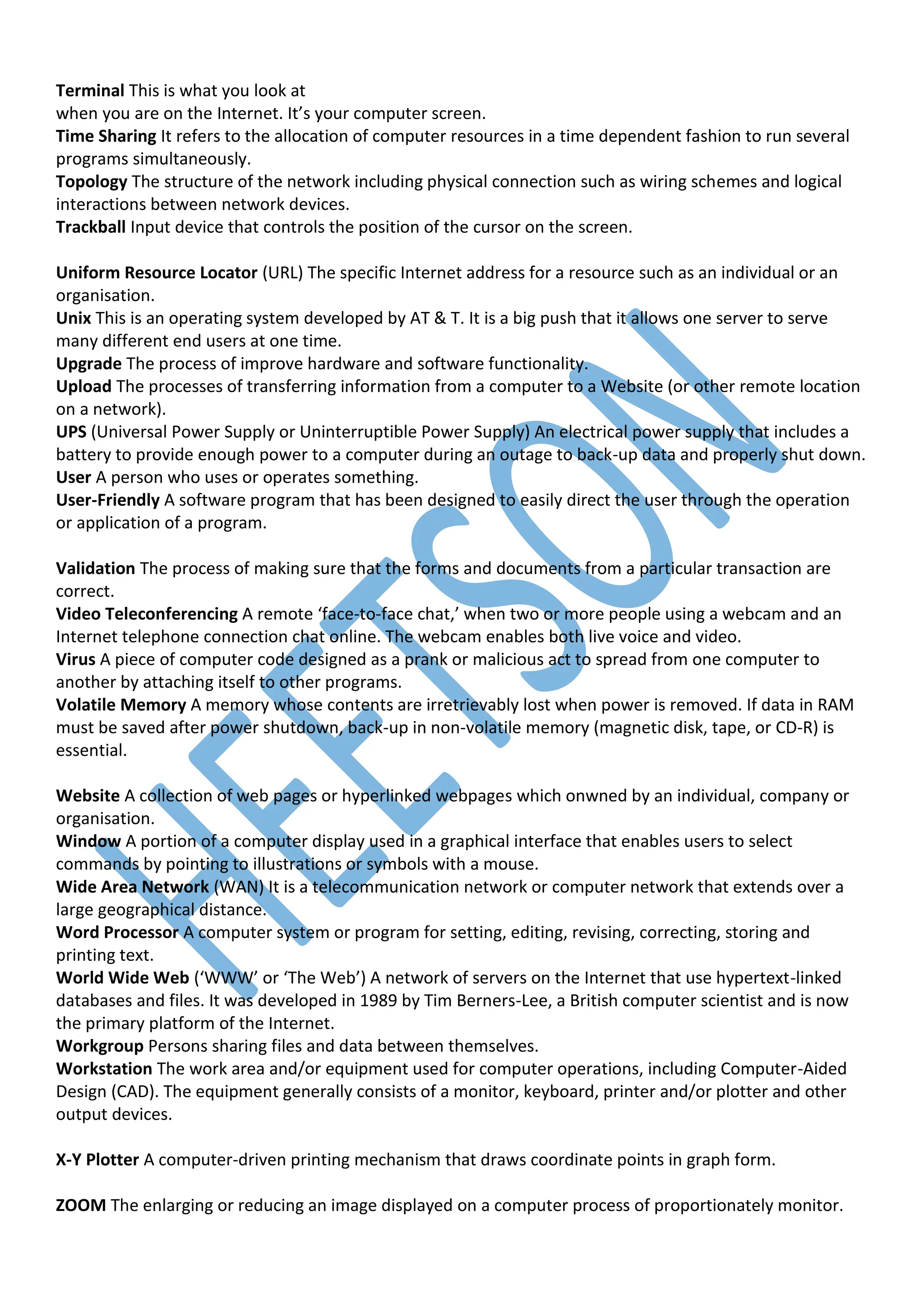 Computer Glossary A to Z Terminology, Vocabulary | PDF