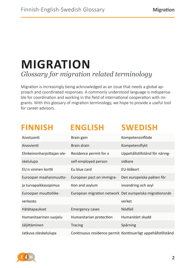 Glossary migration fin eng swe | PDF