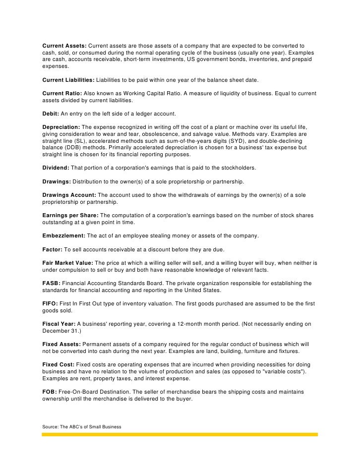 Glossary of accounting terms