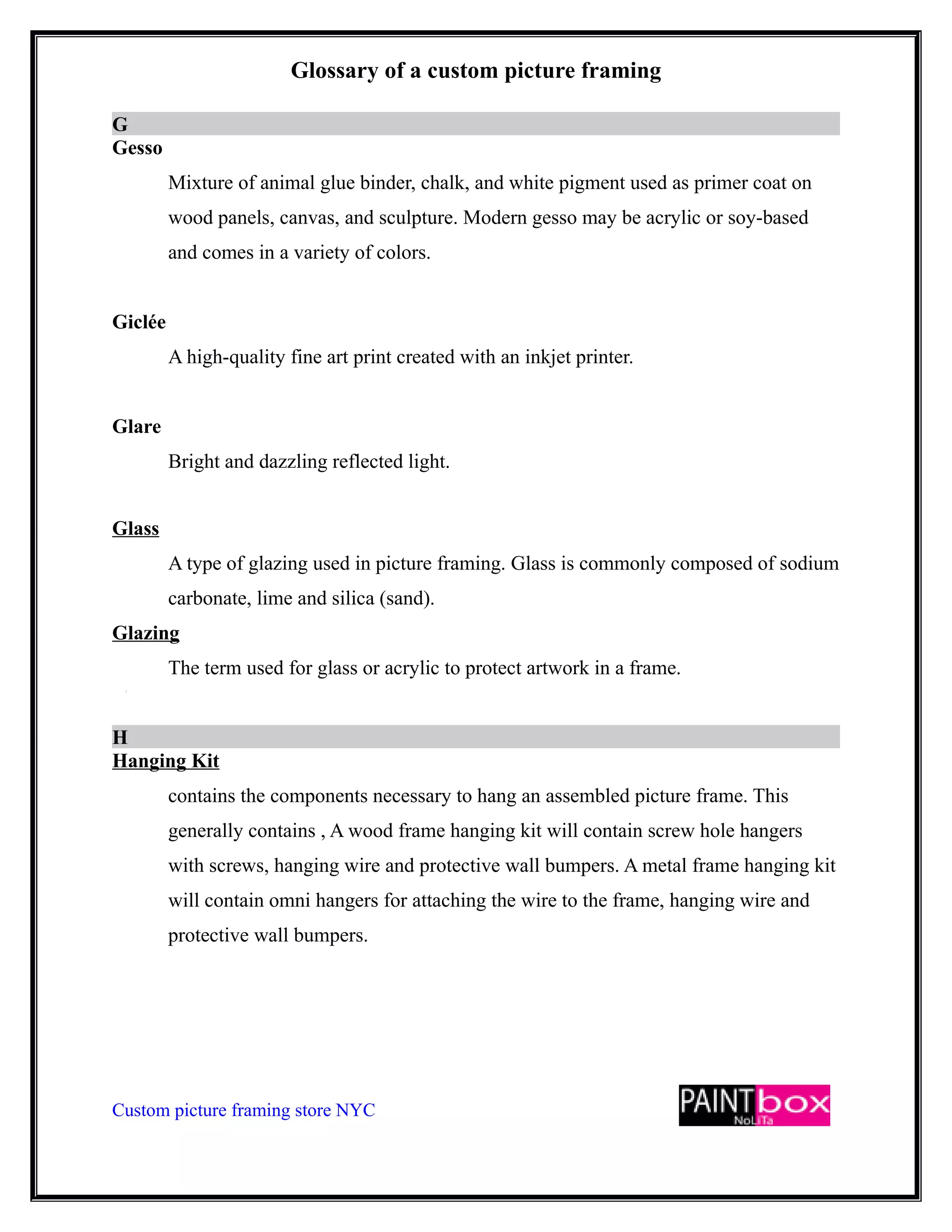 Elements of custom picture framing | PDF | Chemistry | Science