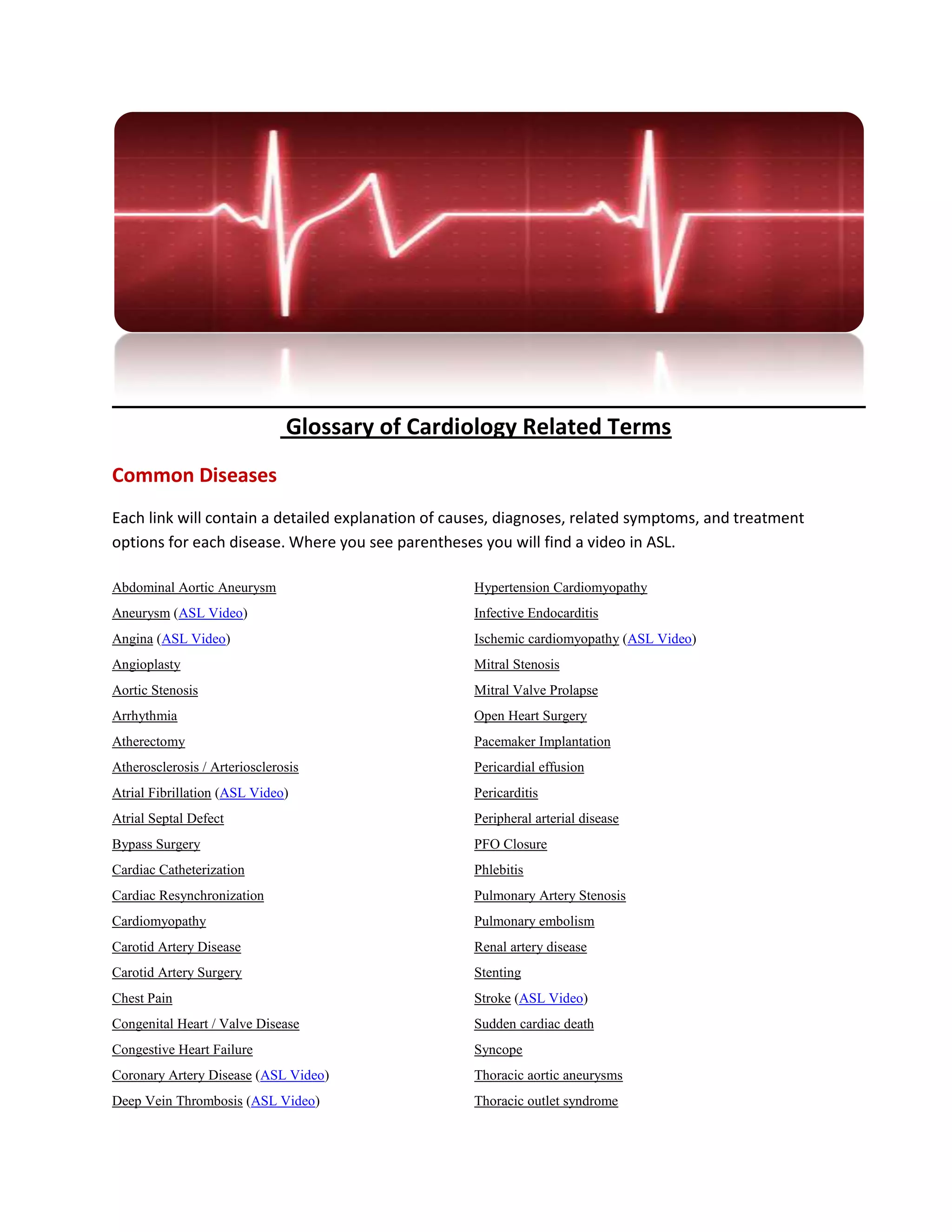 Cardiology Glossary | DOCX
