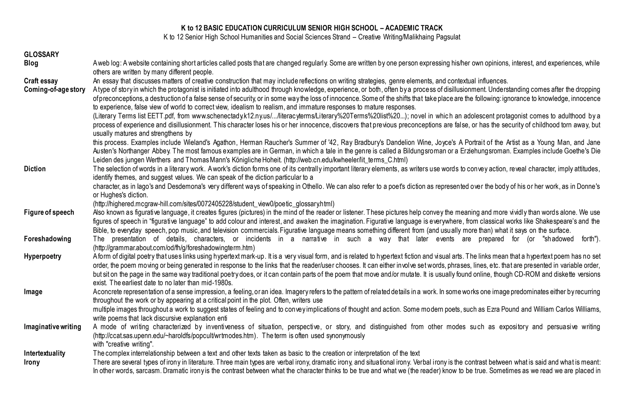 Glossary of creative writing | DOC