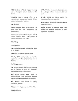 Glossary of drilling report abbreviations | DOC