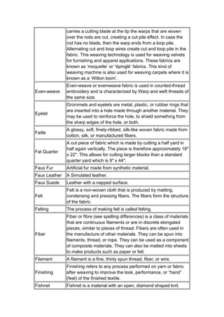 Glossary of Fabric & Textile Terms | PDF