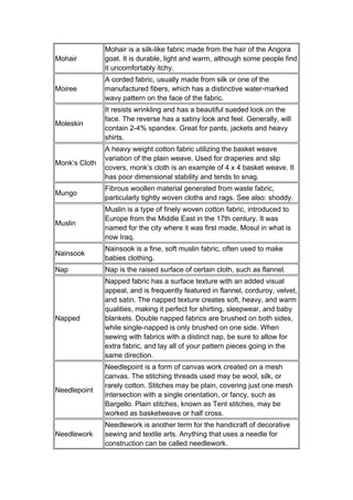 Glossary of Fabric & Textile Terms | PDF