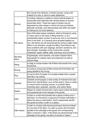 Glossary of Fabric & Textile Terms | PDF