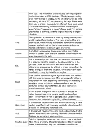 Glossary of Fabric & Textile Terms | PDF