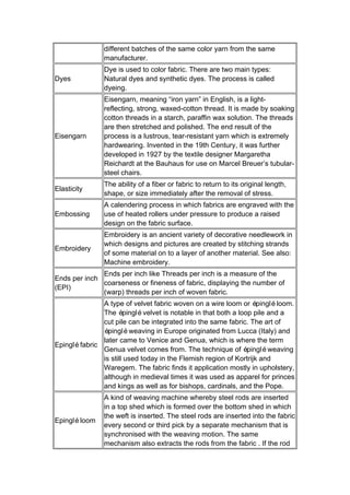 Glossary of Fabric & Textile Terms | PDF