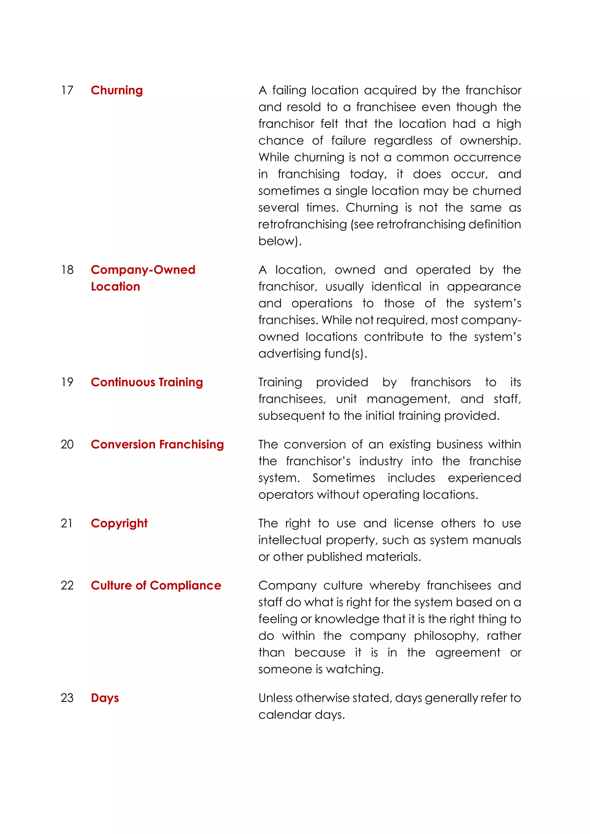 Glossary of Franchise Terms | PDF