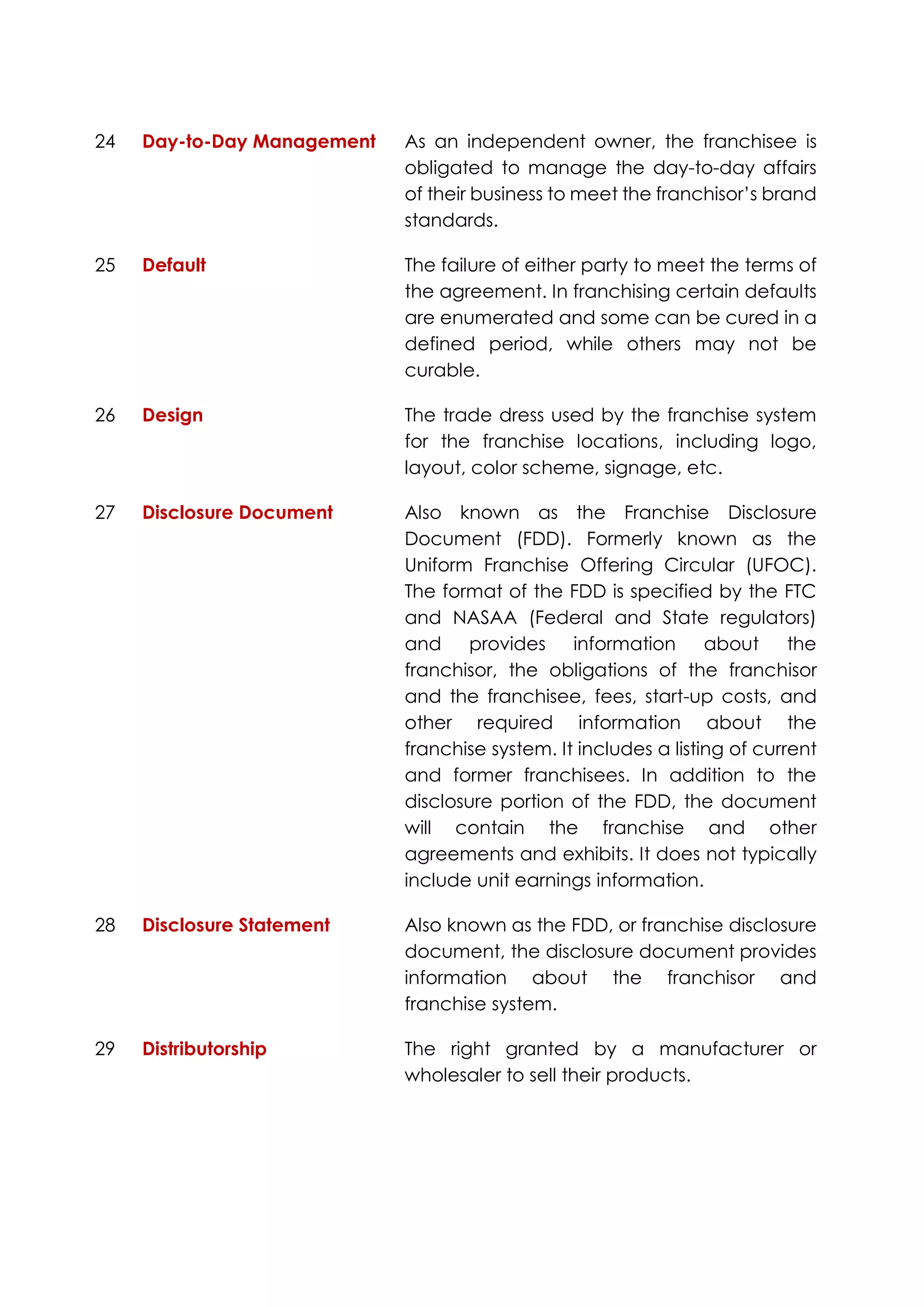 Glossary of Franchise Terms | PDF