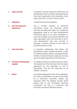 Glossary of Franchise Terms | PDF