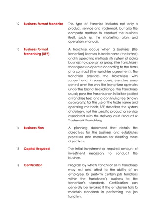 Glossary of Franchise Terms | PDF