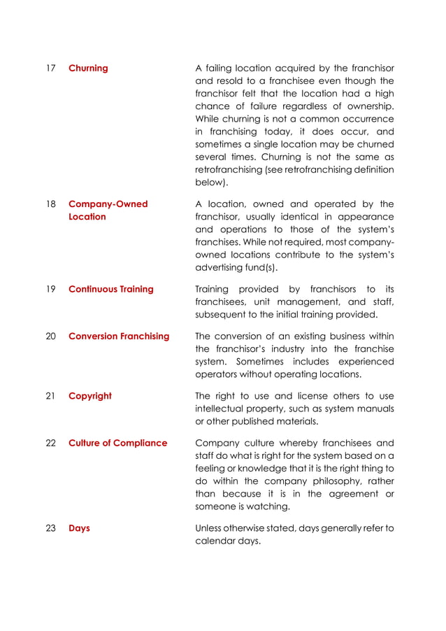 Glossary of Franchise Terms | PDF