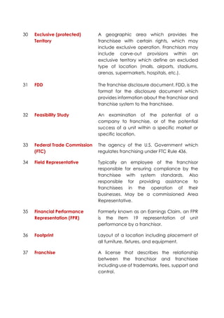 Glossary of Franchise Terms | PDF