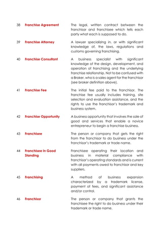 Glossary of Franchise Terms | PDF