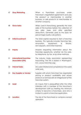Glossary of Franchise Terms | PDF