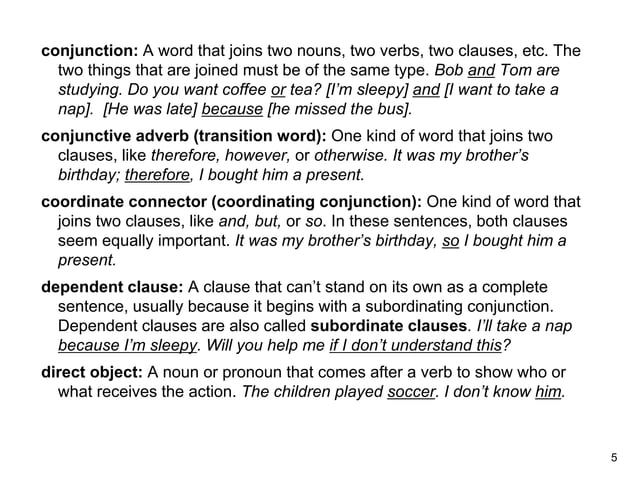 Glossary of grammatical terms | PPT