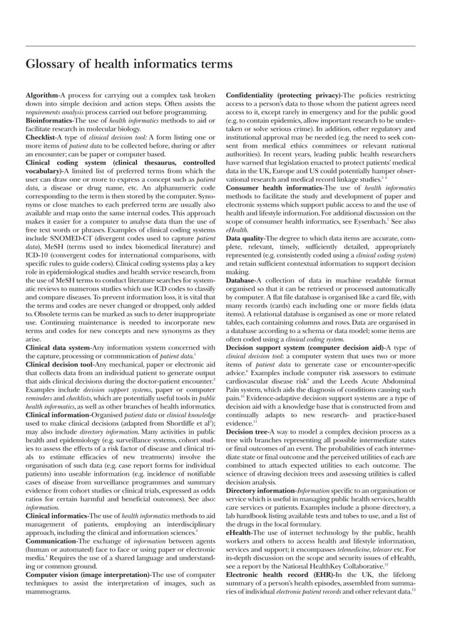 Glossary of health informatics terms | PDF